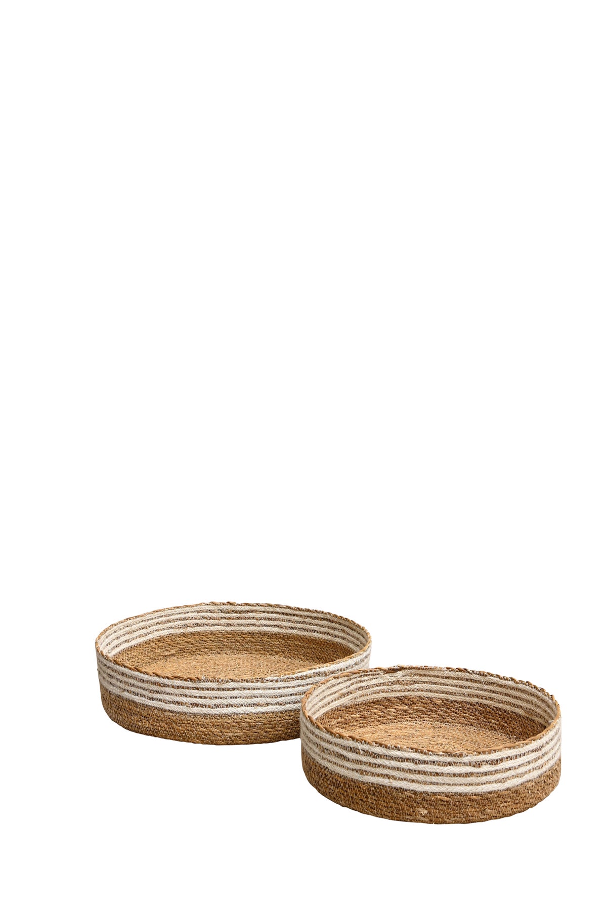 Ayla Flat Baskets A/2 - Natural w/White - Maytime