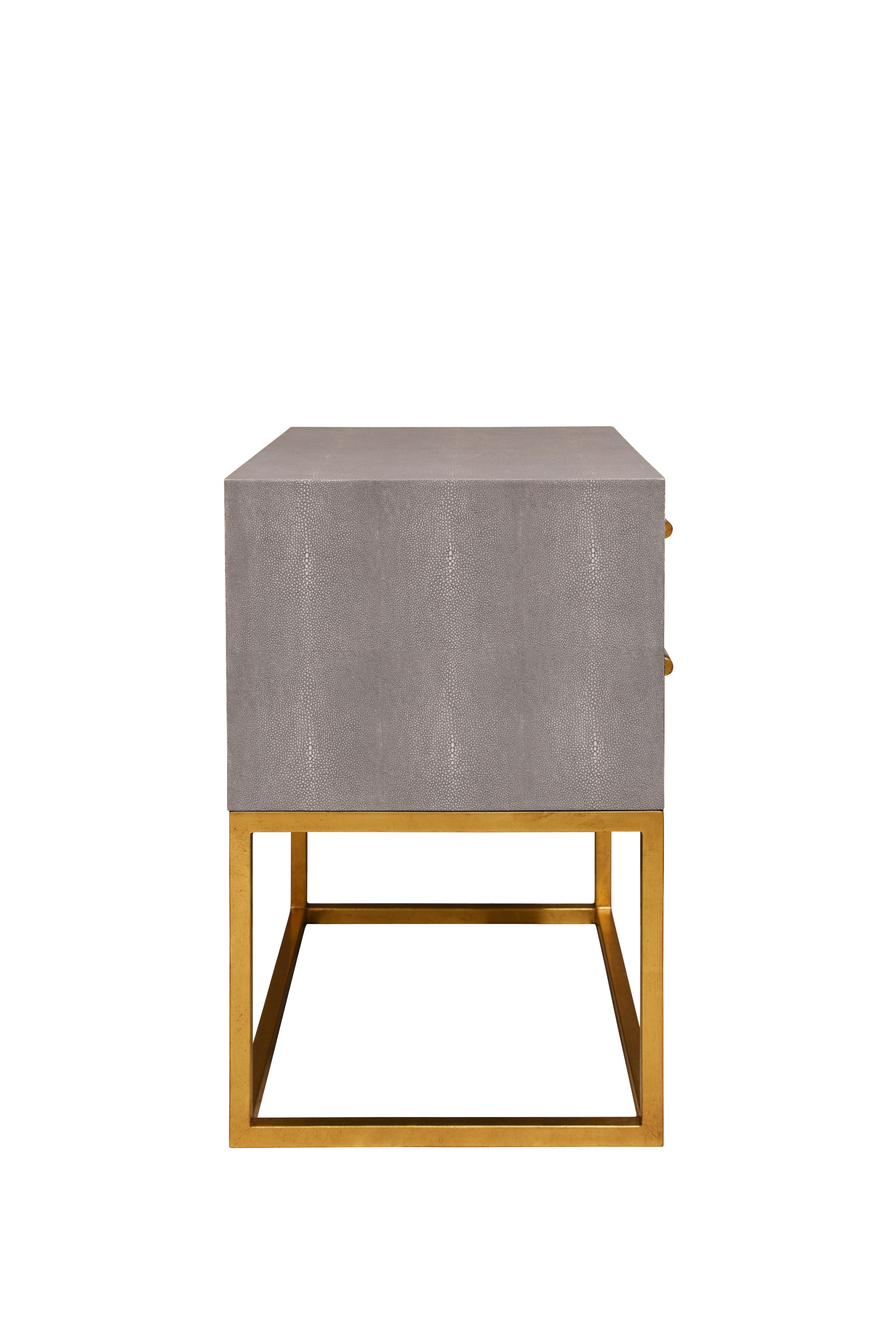 CLARENCE Dorsey Side Table w/2 Drawers - Light Grey Shagreen - Maytime