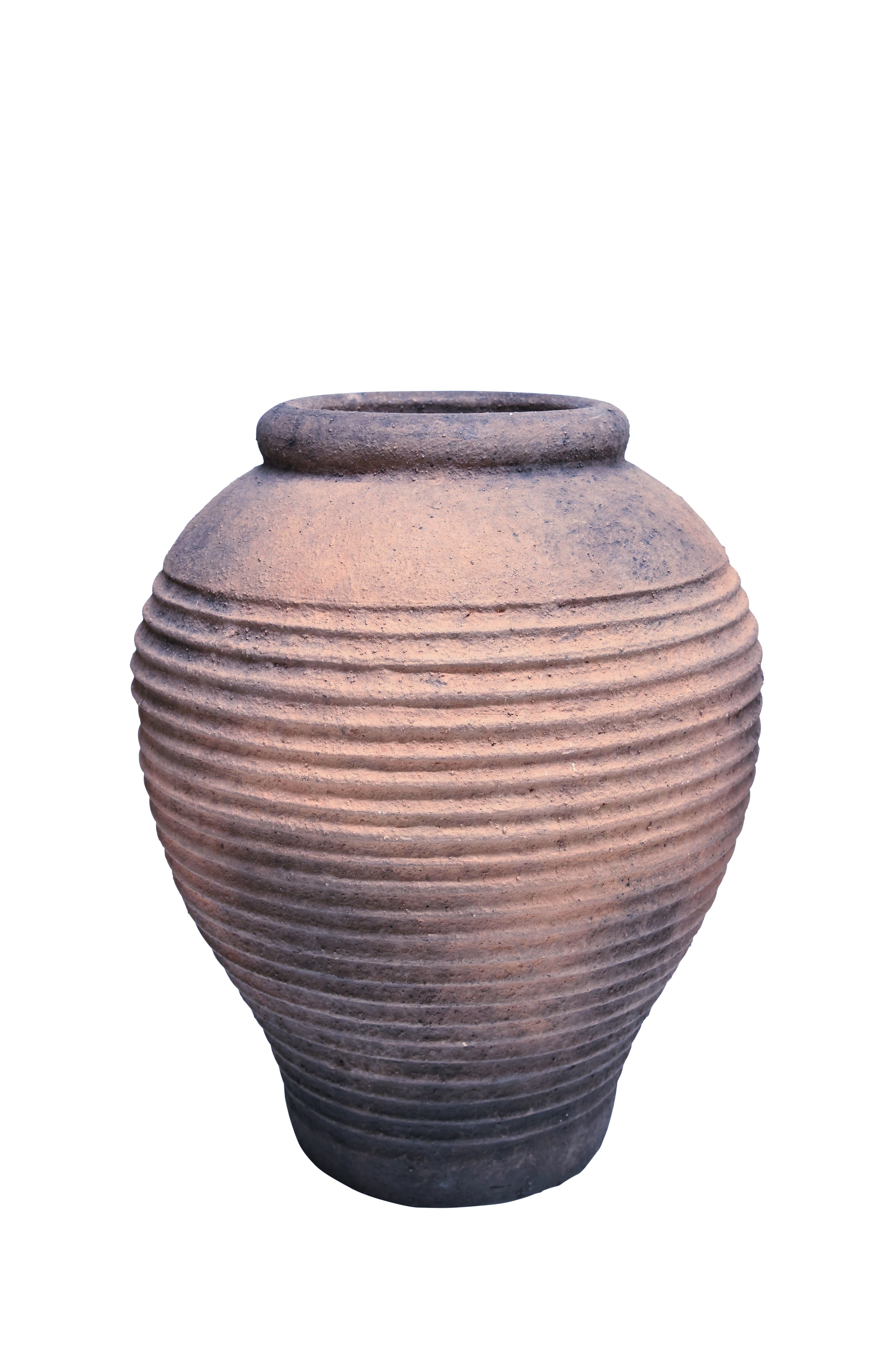 Flock Ribbed Floor Pot - Rustic Brown - Maytime