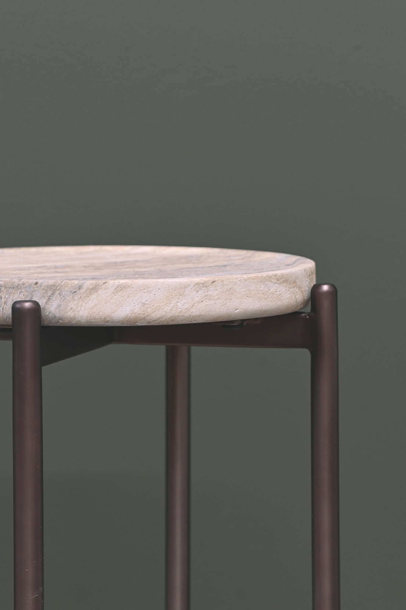 VISTA Athen Tall Side Table - Travertine Finish - Maytime